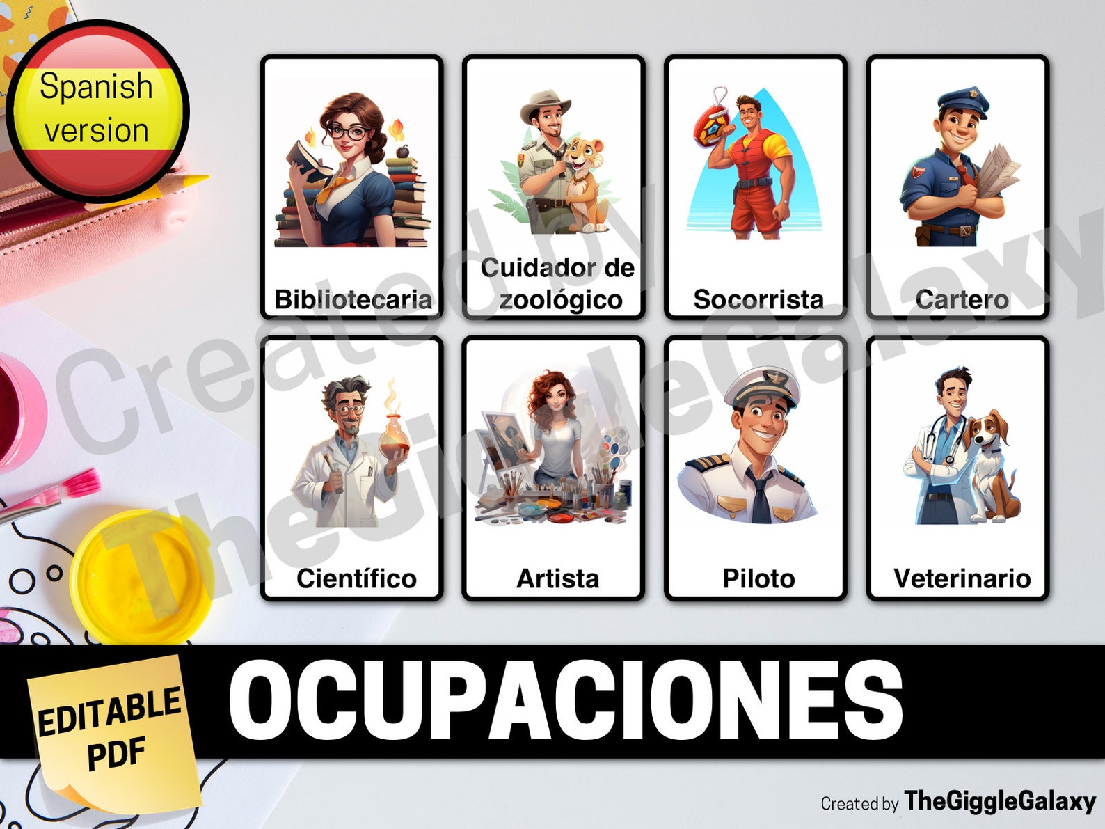 Occupations Flashcards for Kids SPANISH EDITION 16 Flash - Etsy