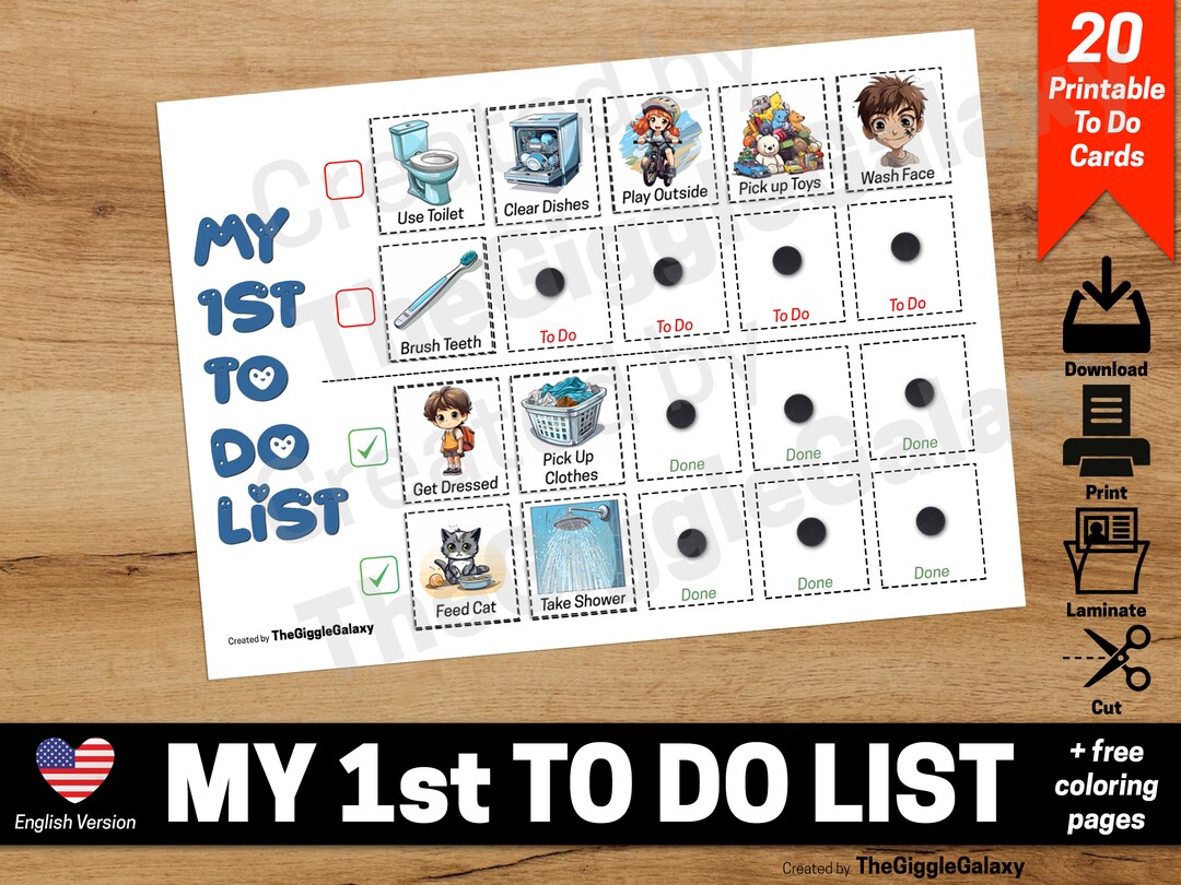 Kids Daily Responsibilities Chart Printable Daily Routine - Etsy