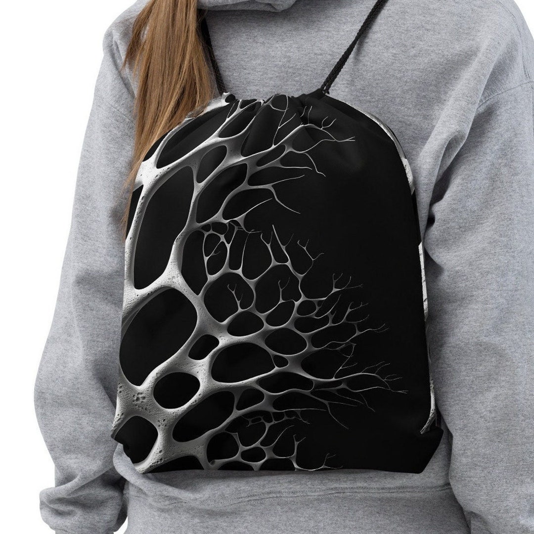 Minimalistic White Coral Aesthetic Drawstring Bag, Ethereal Seaside ...