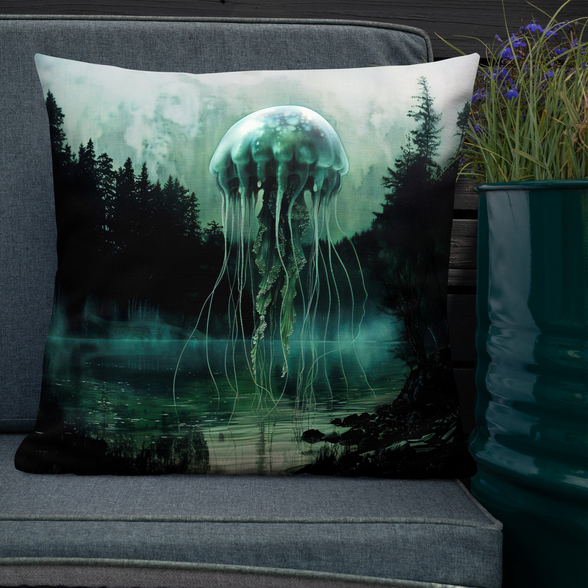Swamp Jellyfish Horror Movie Pillow, Spooky Halloween Cushion, Goth ...
