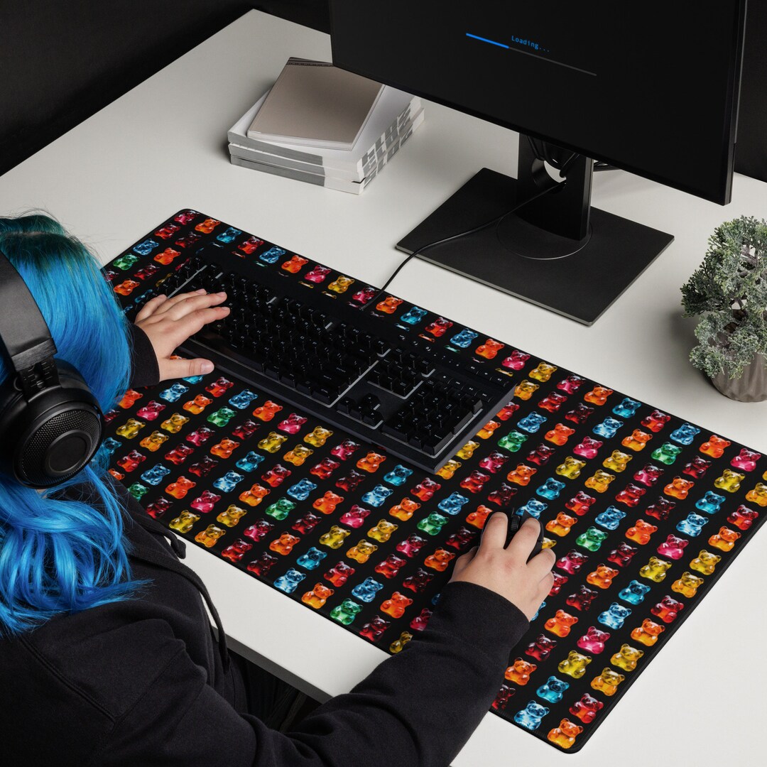 Colorful Gummy Bears Gaming Mouse Pad, Fluorescent 3D Figures Desk Mat ...