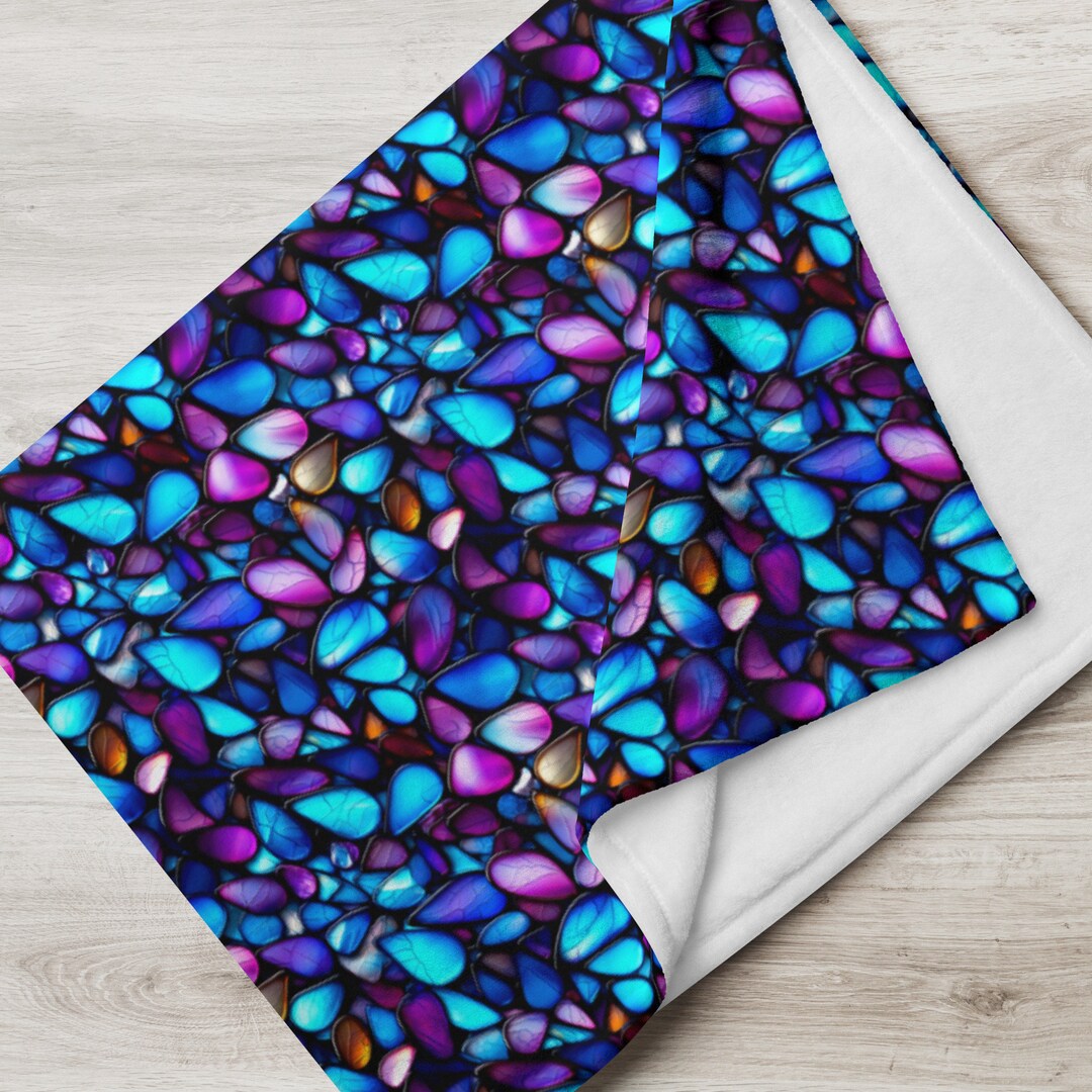 Shiny Iridescent Pebbles Throw Blanket, Shiny Glittery Beach Pebbles ...