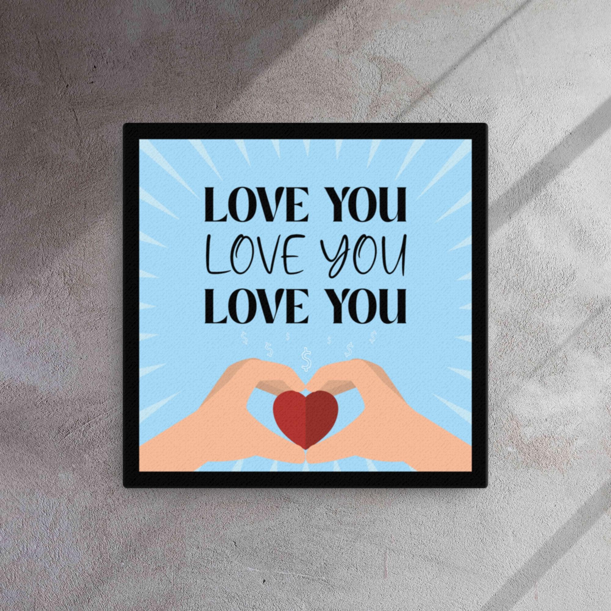 Love You Pop Art Hand Heart Emoji Sign Canvas, Valentines Day Home ...