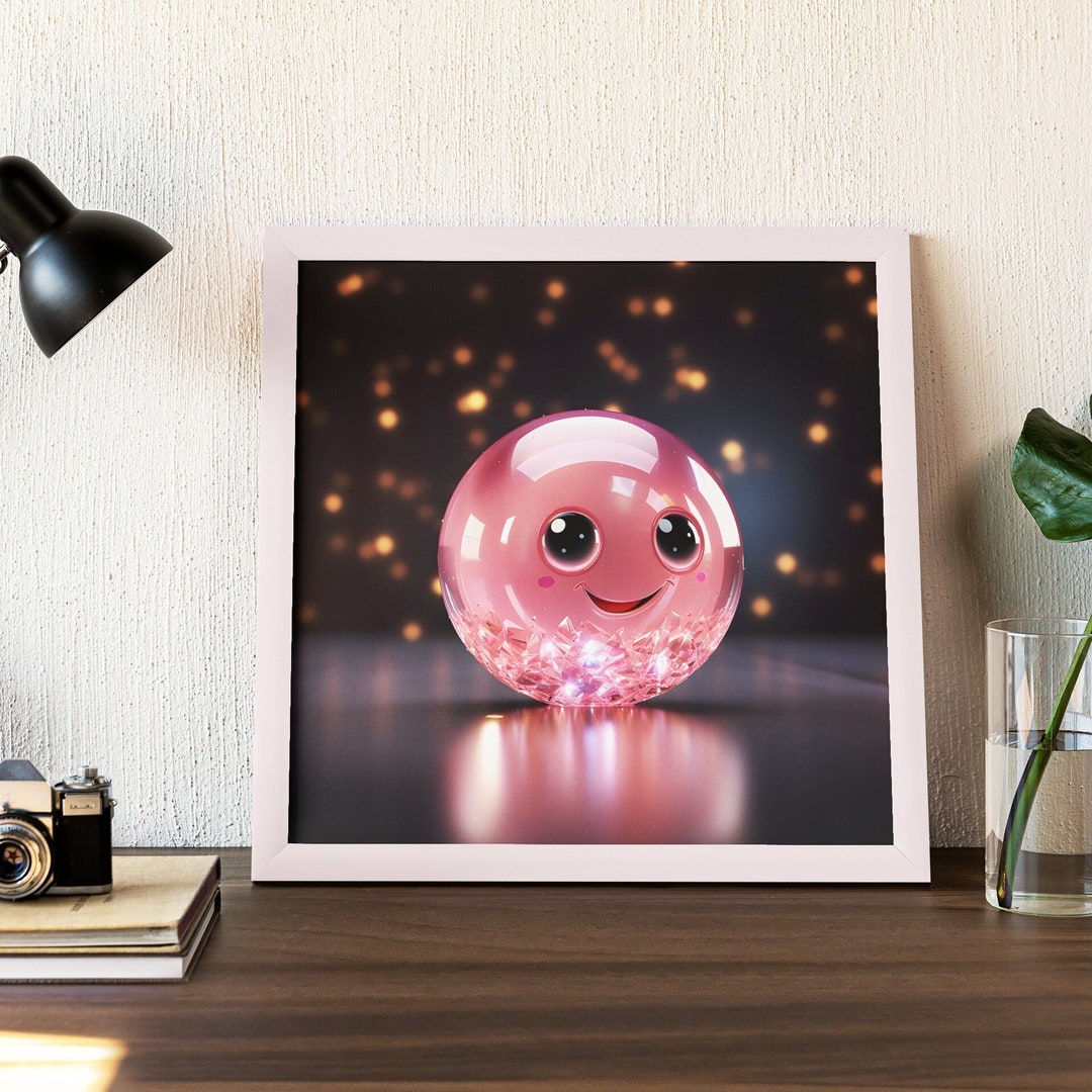 Rose Quartz Smiley Photo Paper Poster, Funny Emoji Fantasy Photo, Gift ...