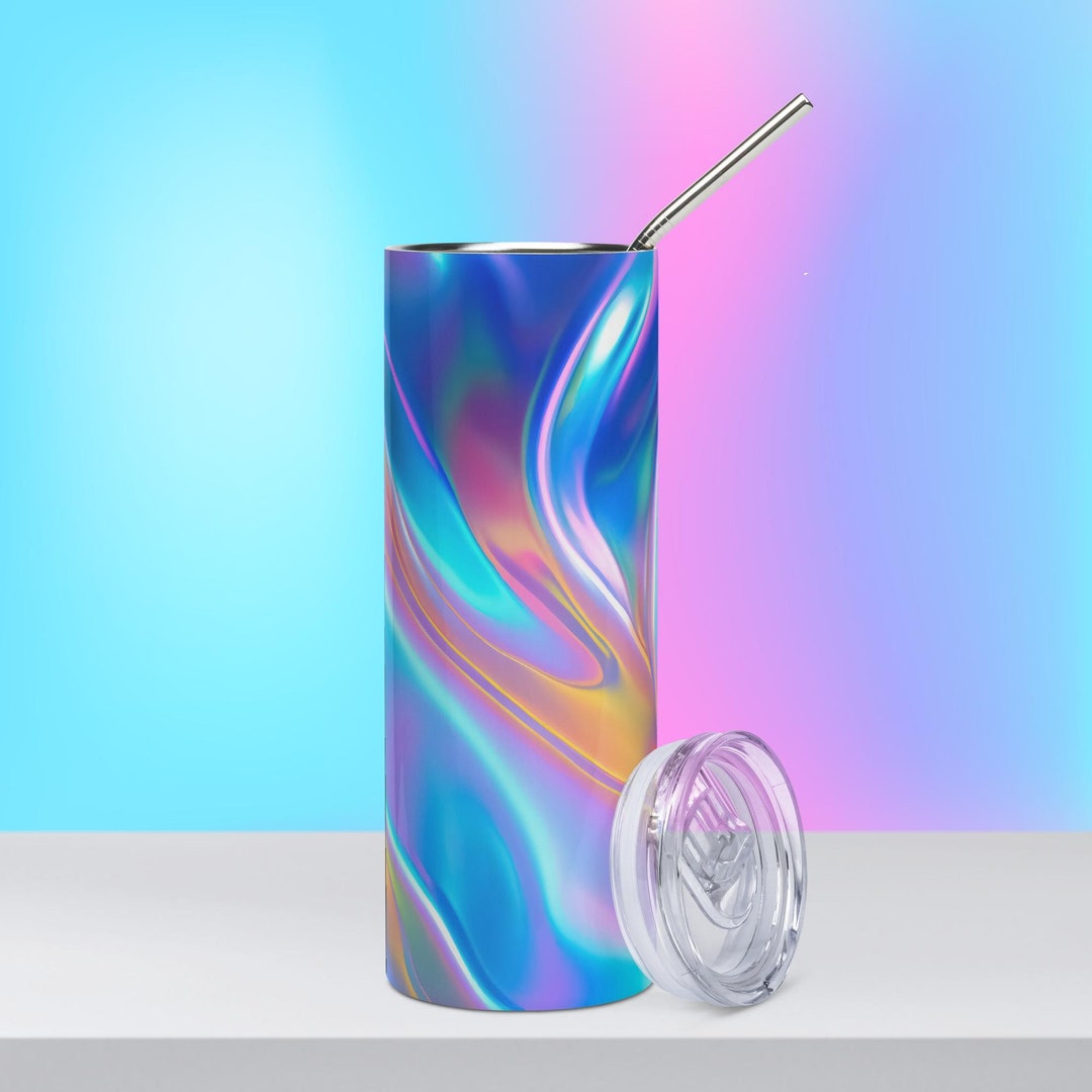 Gradient Waves Liquid Metal Melt Stainless Steel Tumbler, Iridescent ...