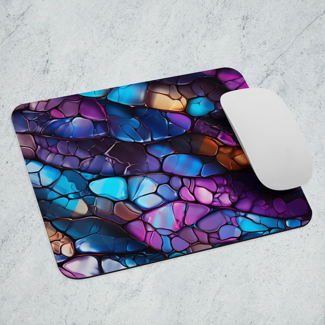 Shiny Iridescent Pebble Mosaic Mouse Pad, Abstract Vibrant Art Print ...