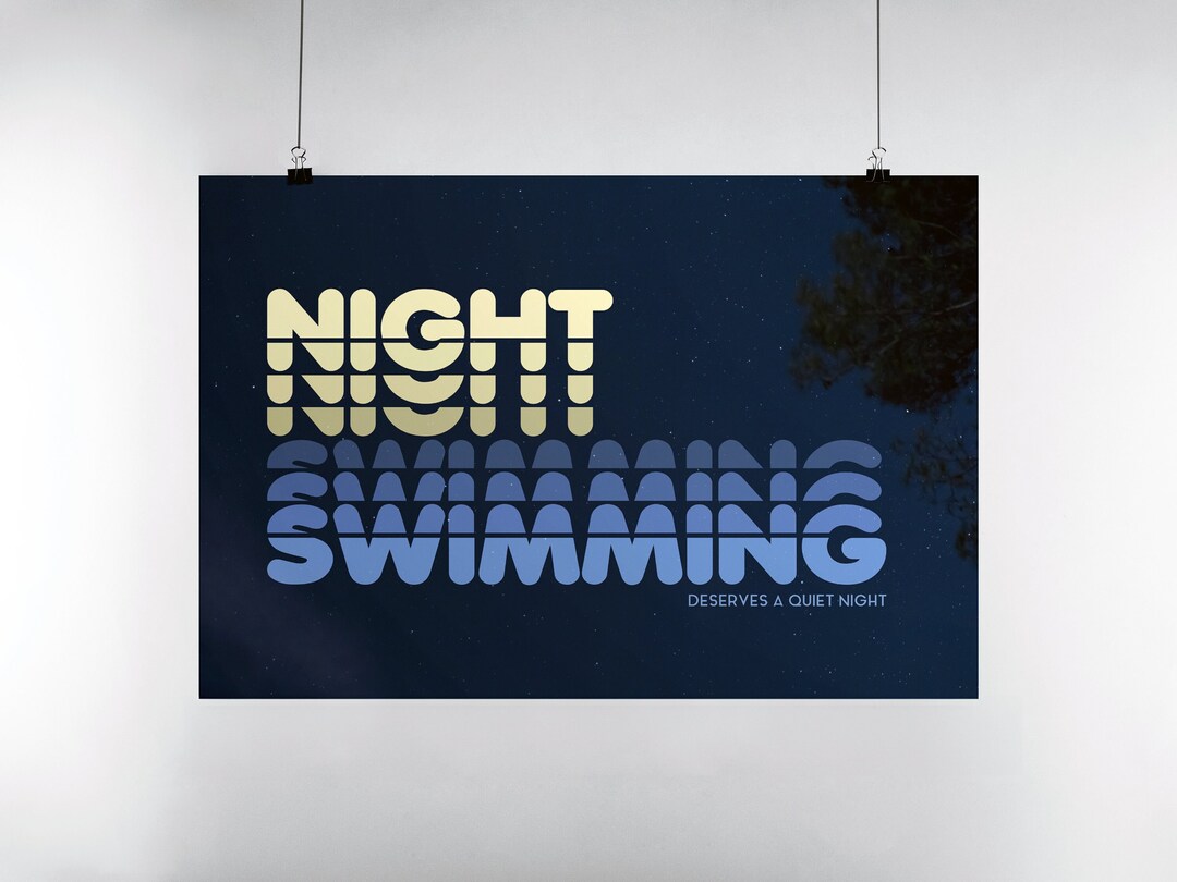 Night Swimming REM Lyrics Fan Poster, Nighswimming Dark Blue Starry ...