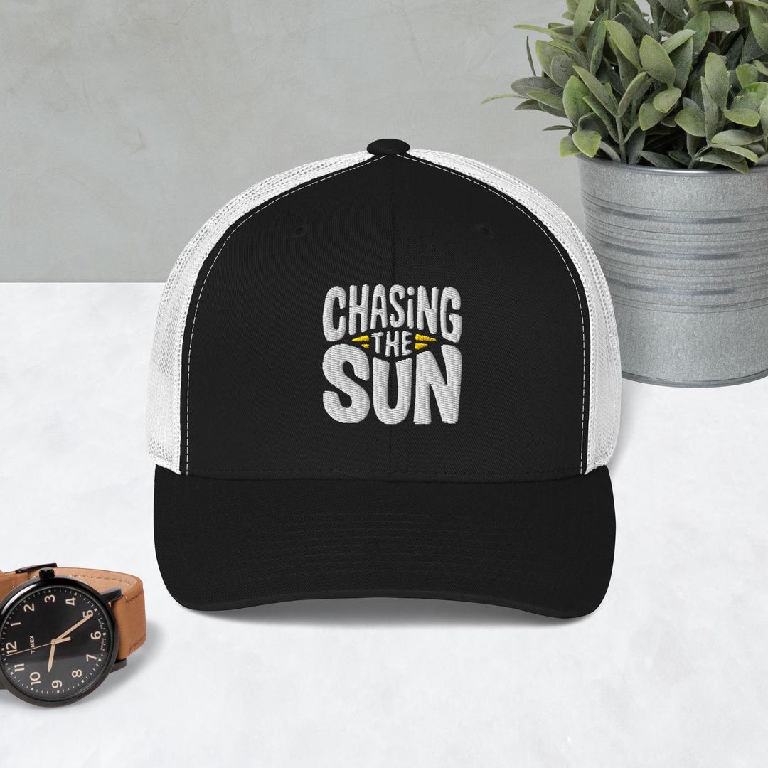 Chasing the Sun Trucker Hat - Retro Aesthetic Cap, Summer Vibes Hat ...