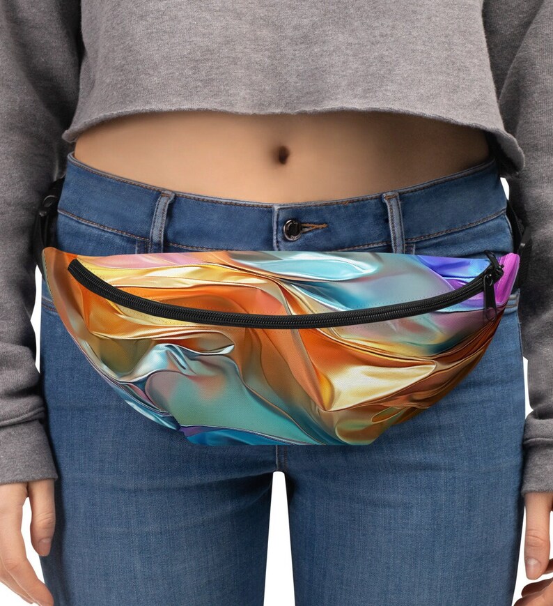 Liquid Metal Glow Fanny Pack, Shining Aluminum 80s 90s Vibe Retro Bag ...
