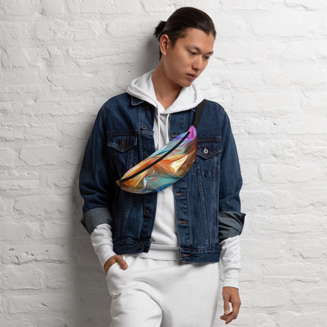 Liquid Metal Glow Fanny Pack, Shining Aluminum 80s 90s Vibe Retro Bag ...