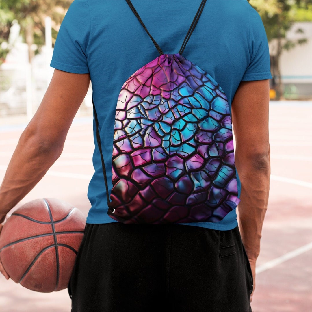 Oil Spill Color Iridescent Pebbles Drawstring Bag, Vibrant Colorful ...