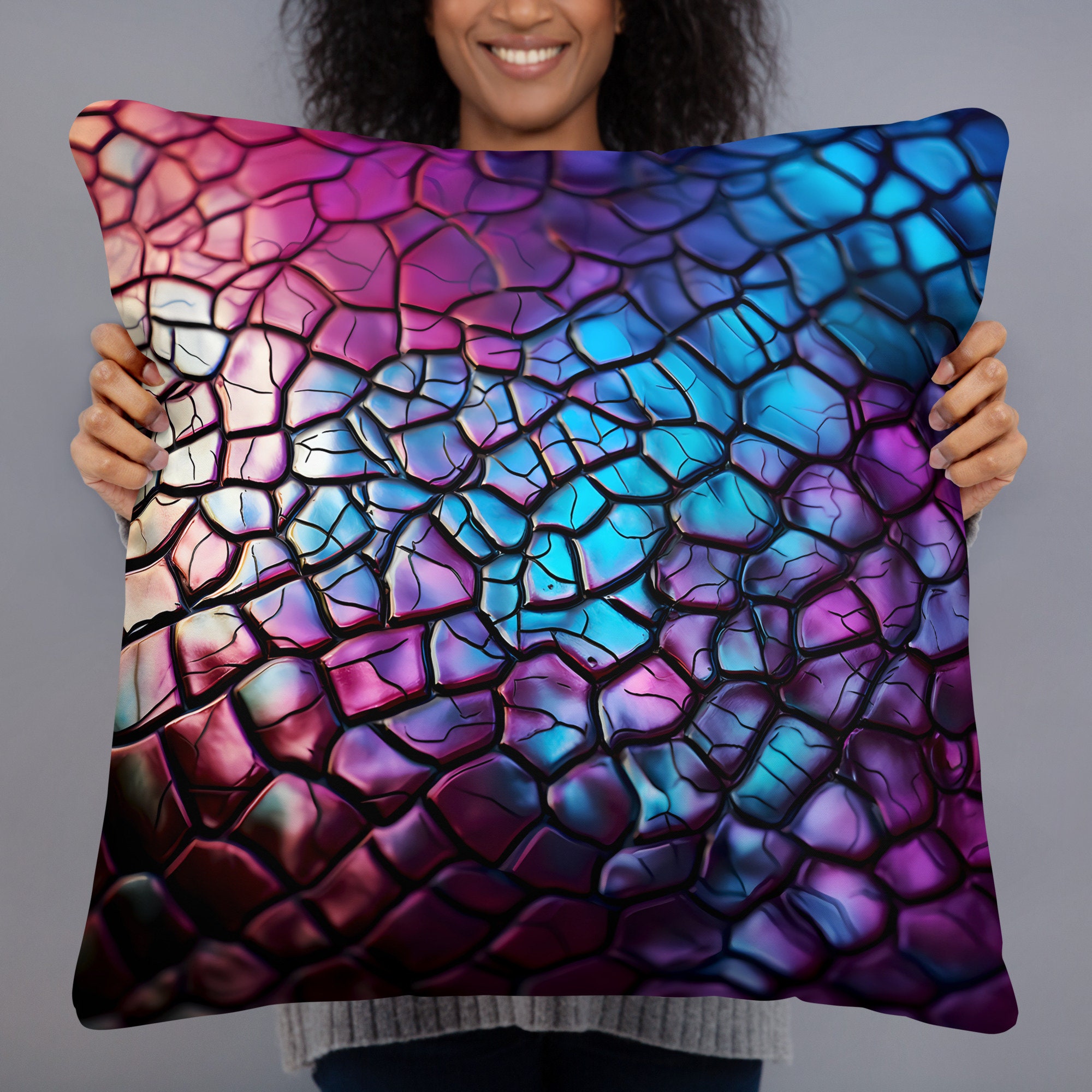 Oil Spill Color Iridescent Pebbles Pillow, Vibrant Colorful Fantasy ...