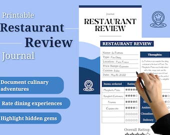 Restaurant Journal - Etsy