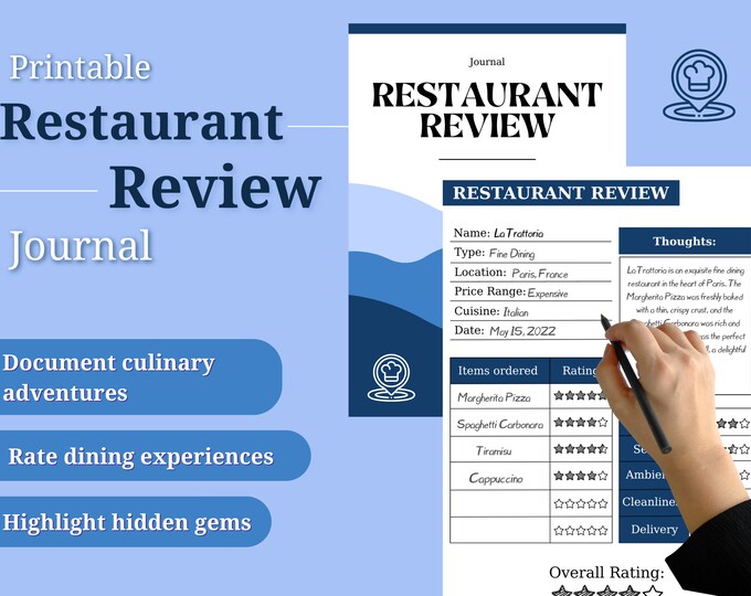 Restaurant Journal - Etsy