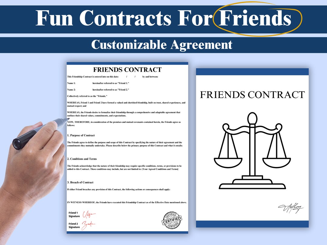 Personalized Contract Template for Friends Fun Contract - Etsy