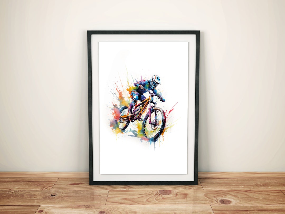 Water Colour Mountain Bike Poster Print - Etsy