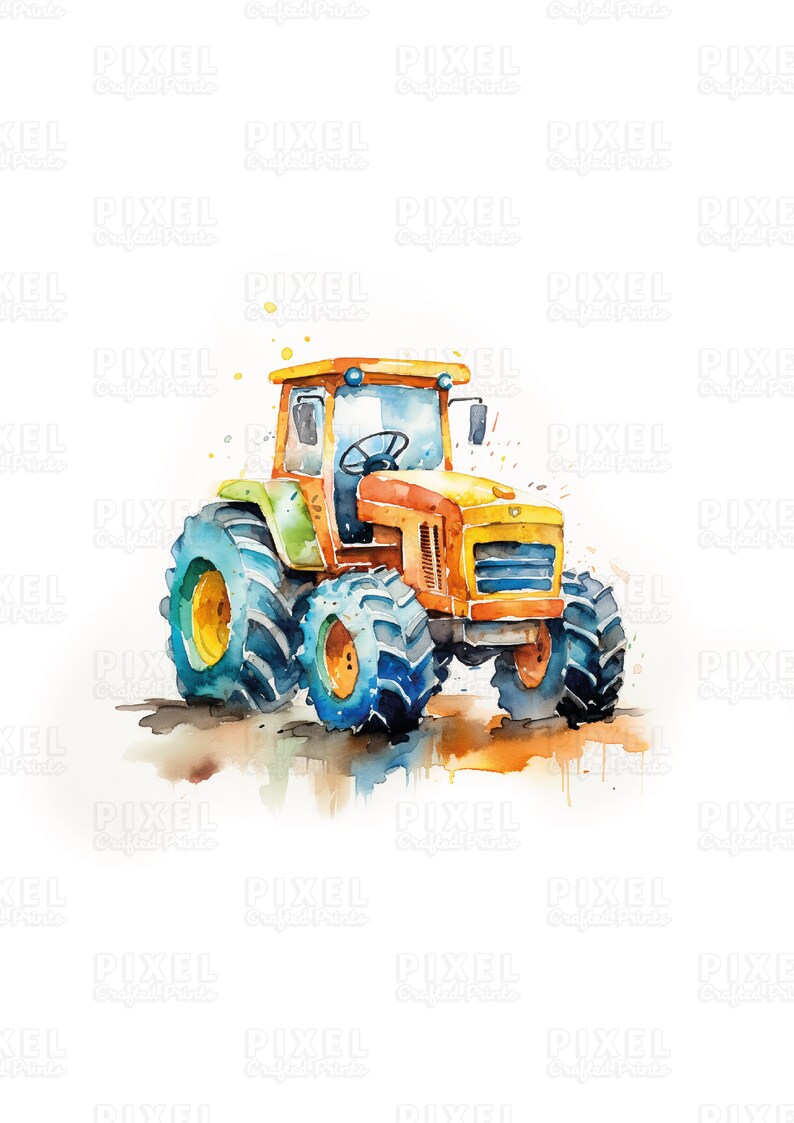 Water Colour Tractor Poster Digital Download - Etsy
