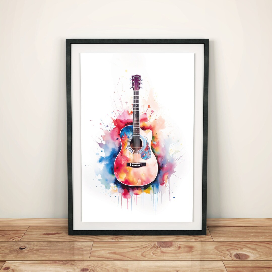 Water Colour Guitar Poster Print - Etsy