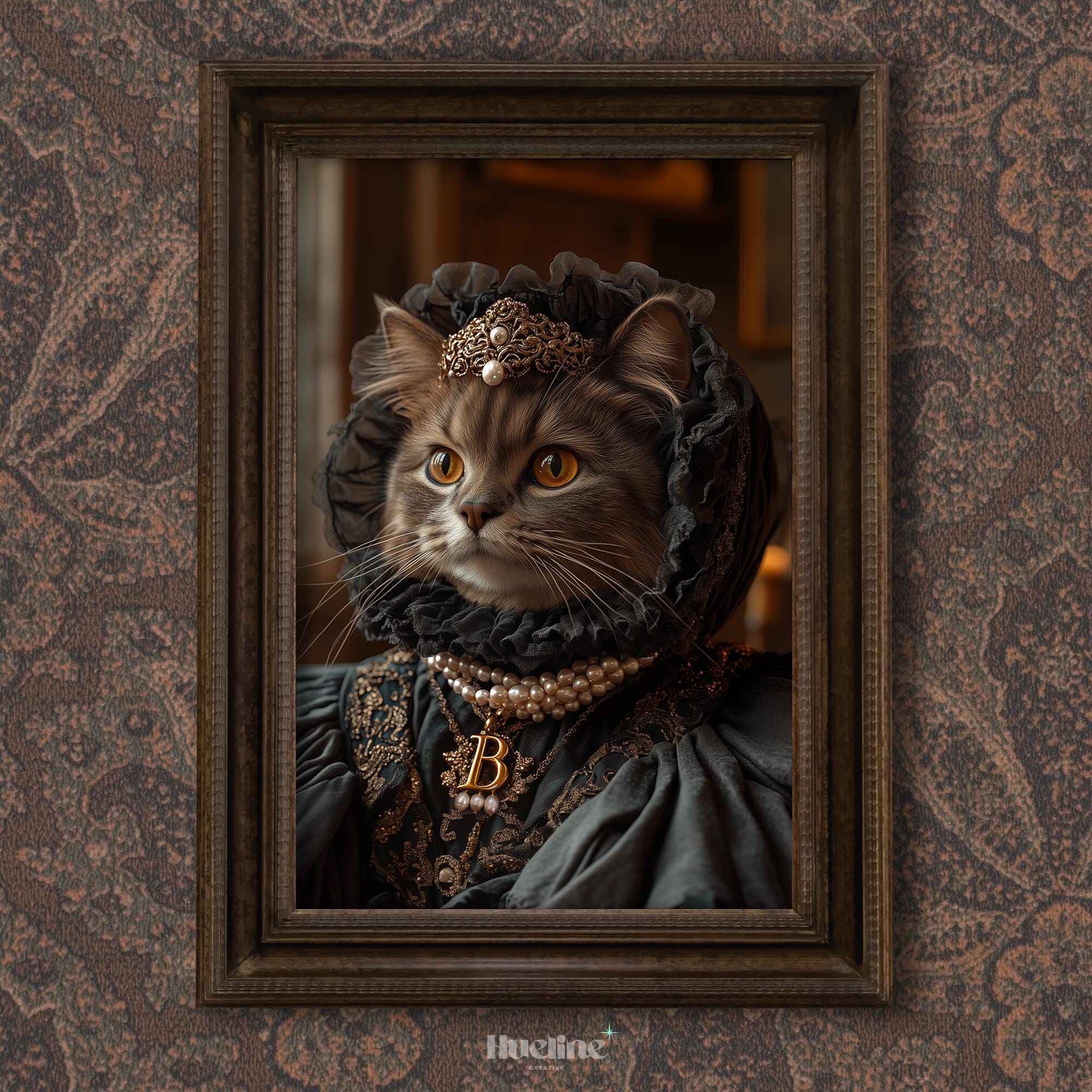 Custom Royal Tudor Cat Portrait: Personalized Pet Art, Digital, Canvas ...
