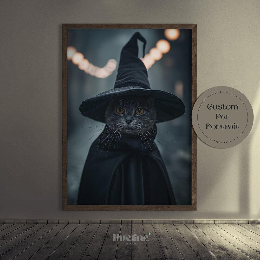 Custom Witch Pet Portrait From Photo Perfect Gothic Gift Dark Pet Gift ...