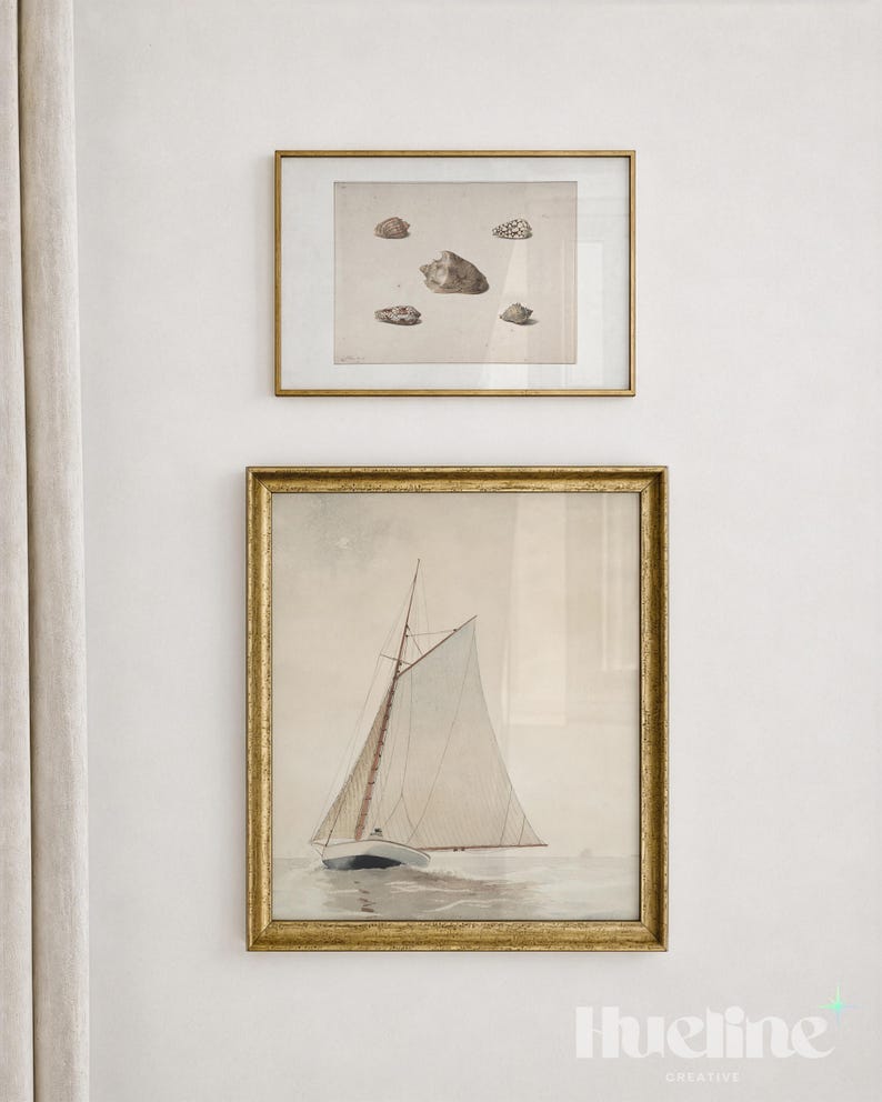 Vintage Sailboat Wall Art Print: Minimalist Nautical Coastal Decor ...