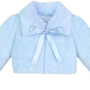 Luxury Faux Fur Coat With Collar for Girls Bolero Jacket Tied Ribbon ...