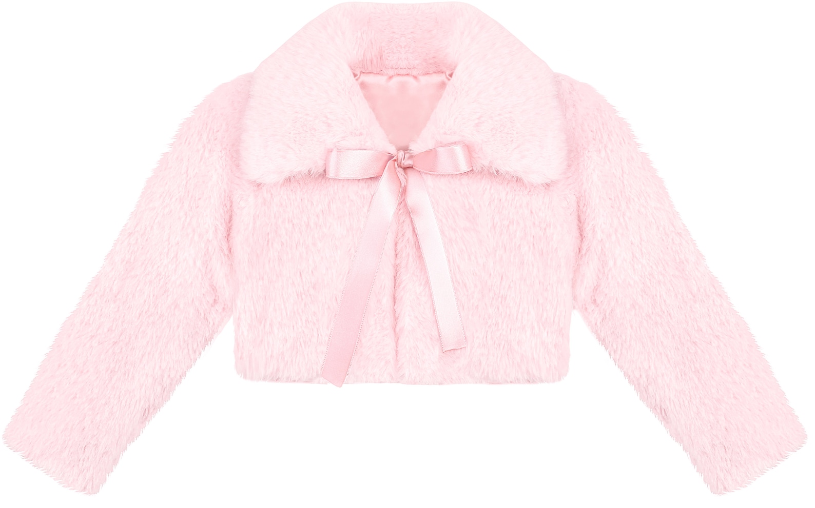 Luxury Faux Fur Coat With Collar for Girls Bolero Jacket Tied Ribbon ...