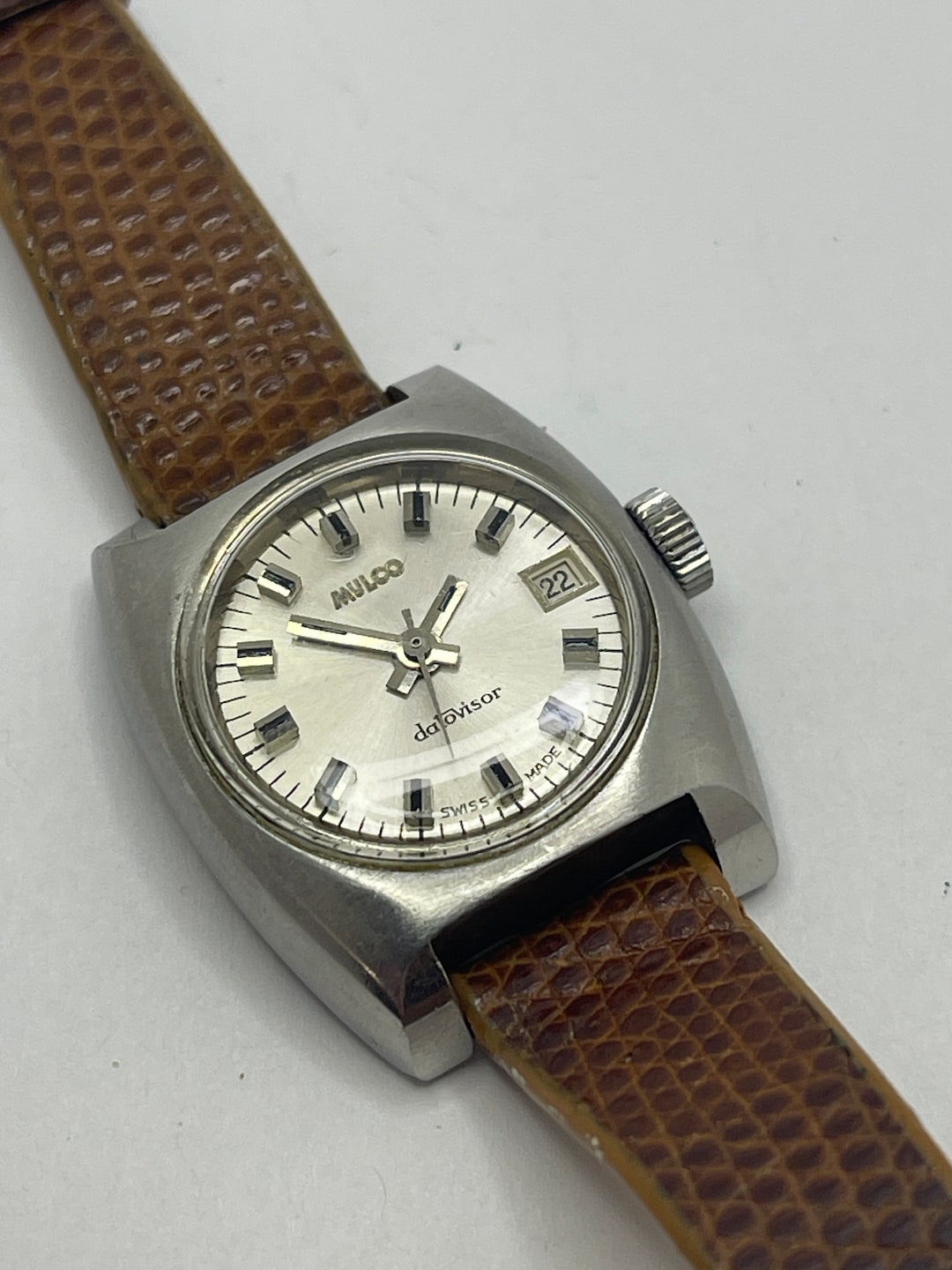 1960's Ladies Mulco Datovisor Automatic Watch Date Window Royal Leather ...