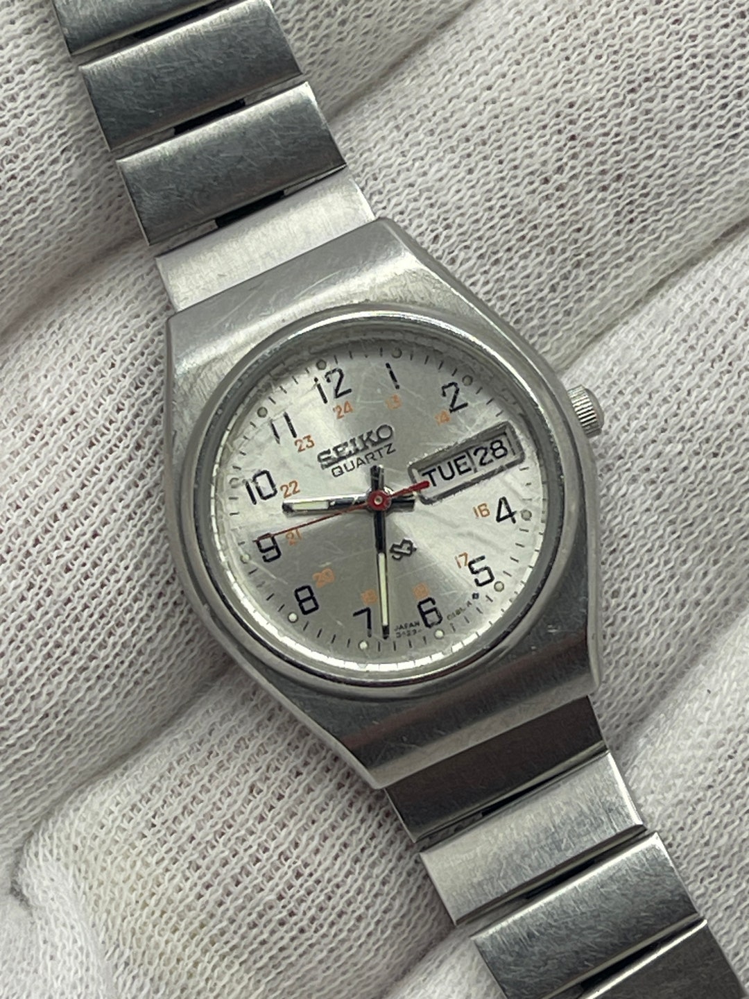 1990 Seiko SQ Cocktail Quartz Ladies Watch Day Date Window Stainless ...