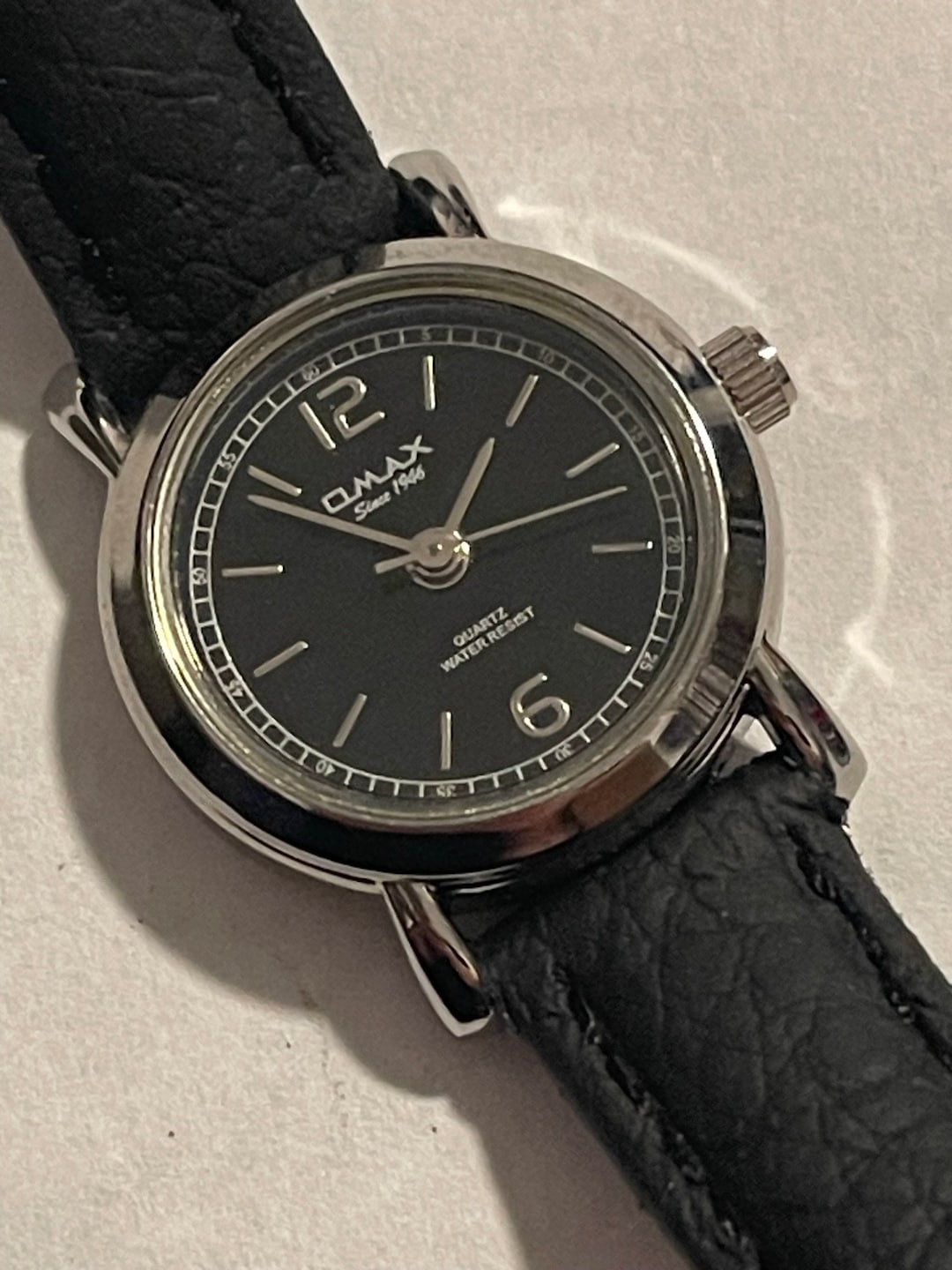 New Omax Since 1946 Quartz Ladies Cocktail Watch Black Dial Black ...