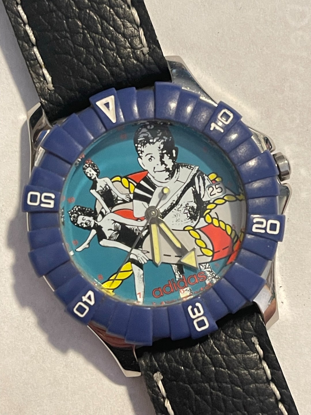 Vintage 90s Adidas Dive Watch, Rotating Bezel, New Leather Strap - Etsy