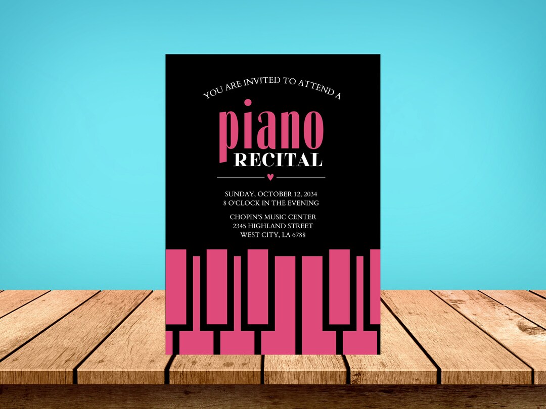 Music Birthday Invitation, Piano Recital, Girls Pink, Jam Session Party ...