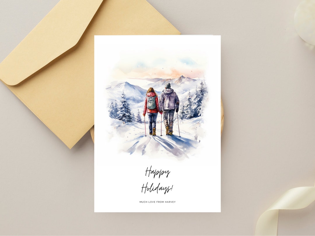 The Mountains Are Calling Card / Printable Christmas Card / Skiing ...