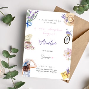 Lavender Birthday Invitation EDITABLE, Purple Floral Birthday ...