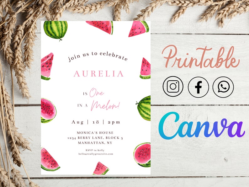 Watermelon Invitation, Fruit Birthday Party, Tutti Frutti Invite ...