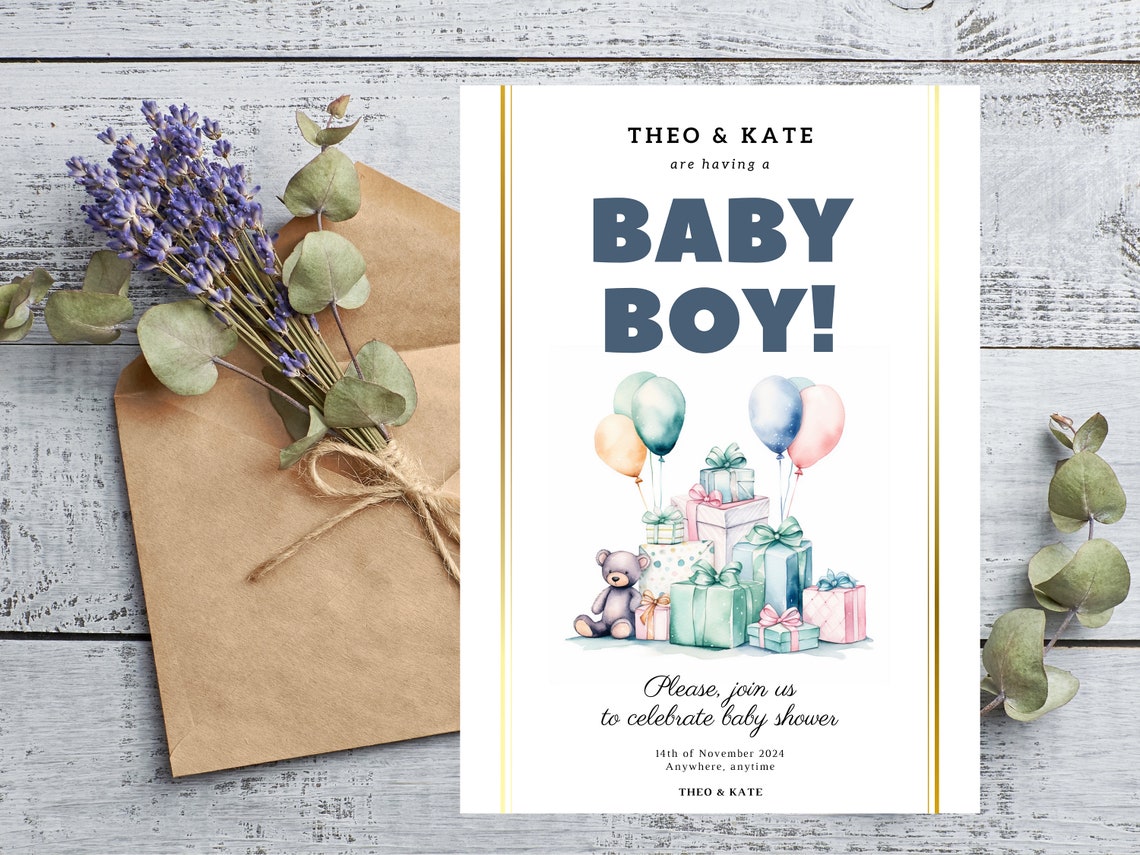 Pastel Watercolor Babyshower Invitation/ Celebration/ Boho - Etsy