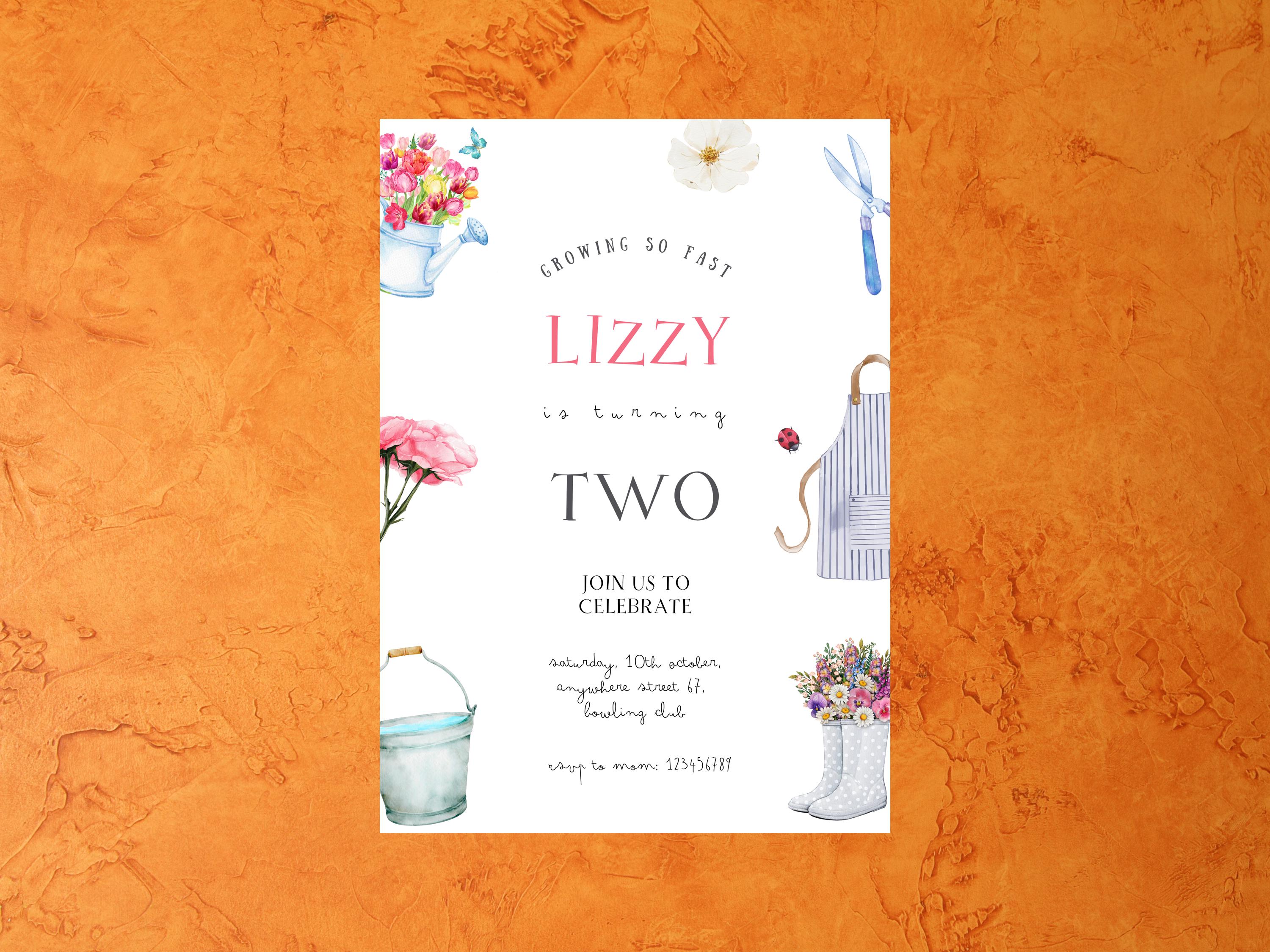 Gardening Birthday Invitation, Planting Party Invitation, Growing up so ...