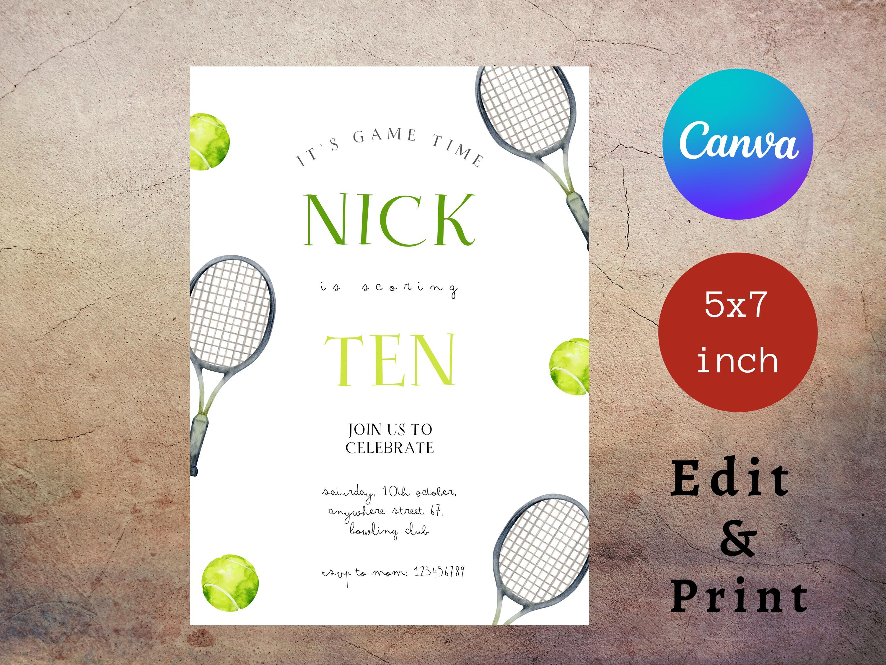 Tennis Invitation Editable Template, Tennis Birthday Party Invite ...