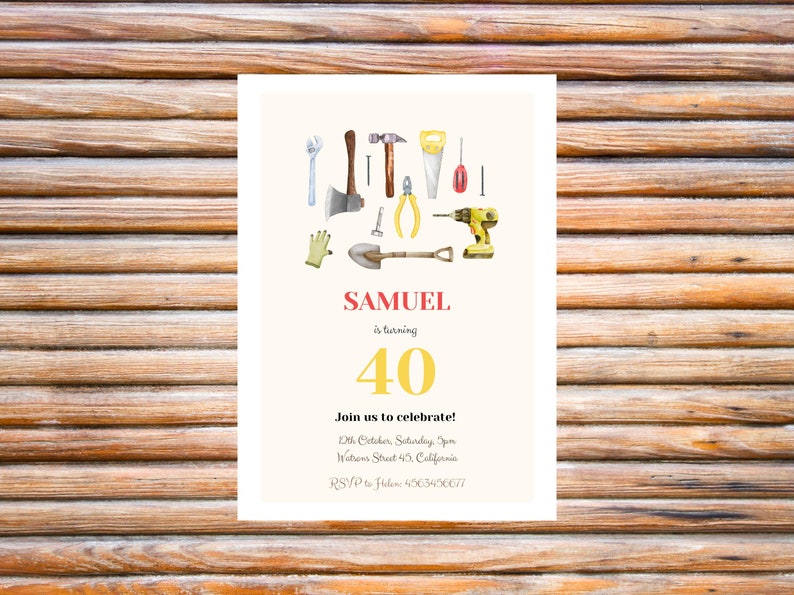 Construction Birthday Invitation EDITABLE, Tools Birthday Invite ...