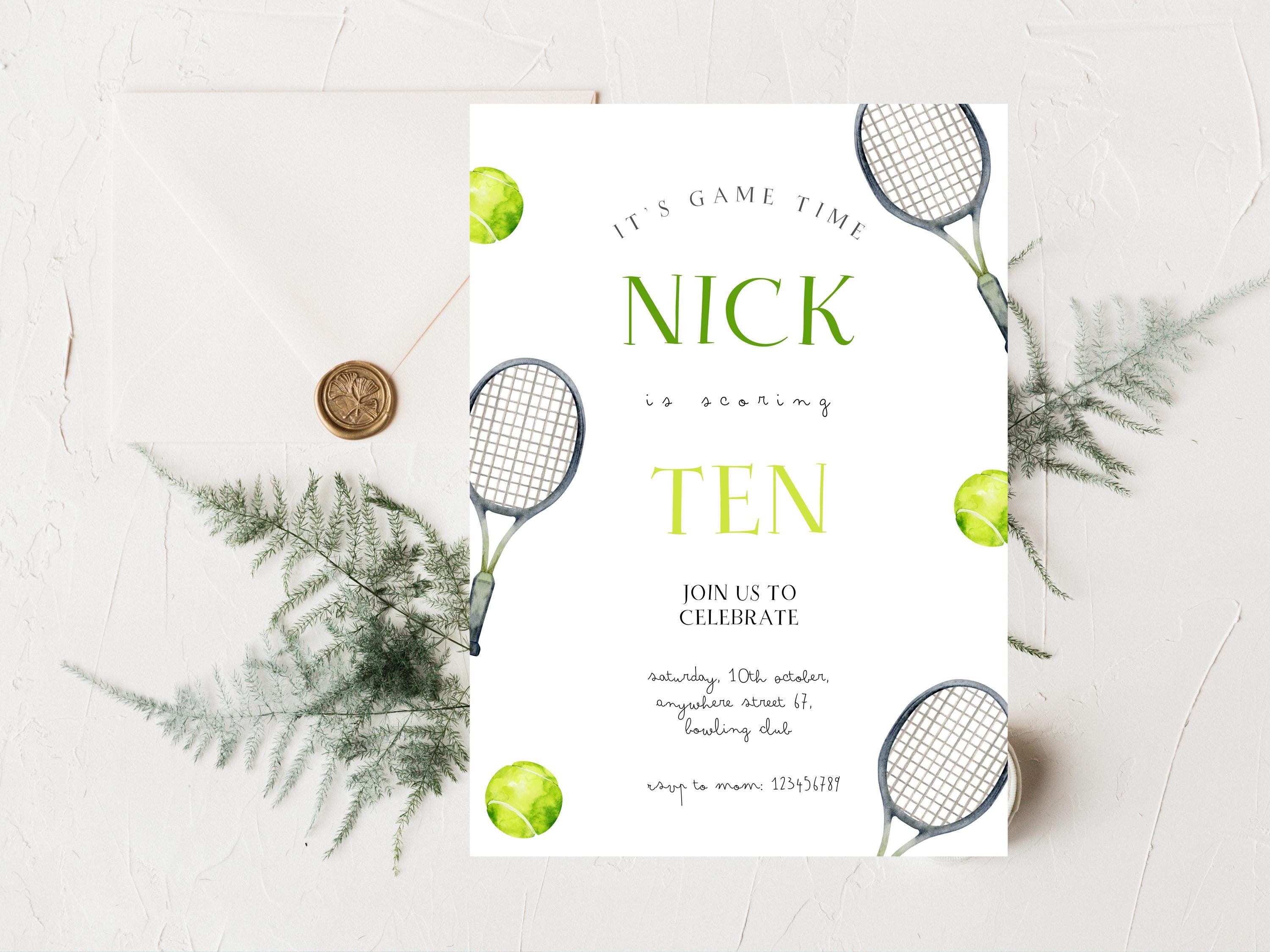 Tennis Invitation Editable Template, Tennis Birthday Party Invite ...
