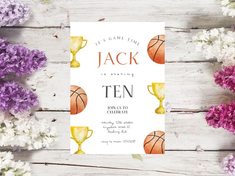 Basketball Invitation Editable Template, Sport Birthday Party Invite ...