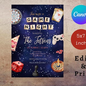 Game Night Invitation EDITABLE Template, Game Time Pizza Party ...
