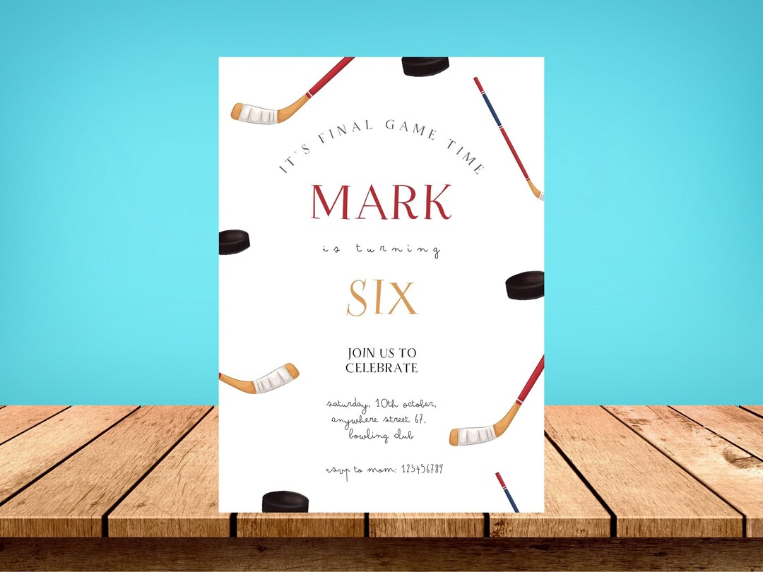 Hockey Birthday Invitation Editable, Ice Hockey Sticks Pucks Invitation ...