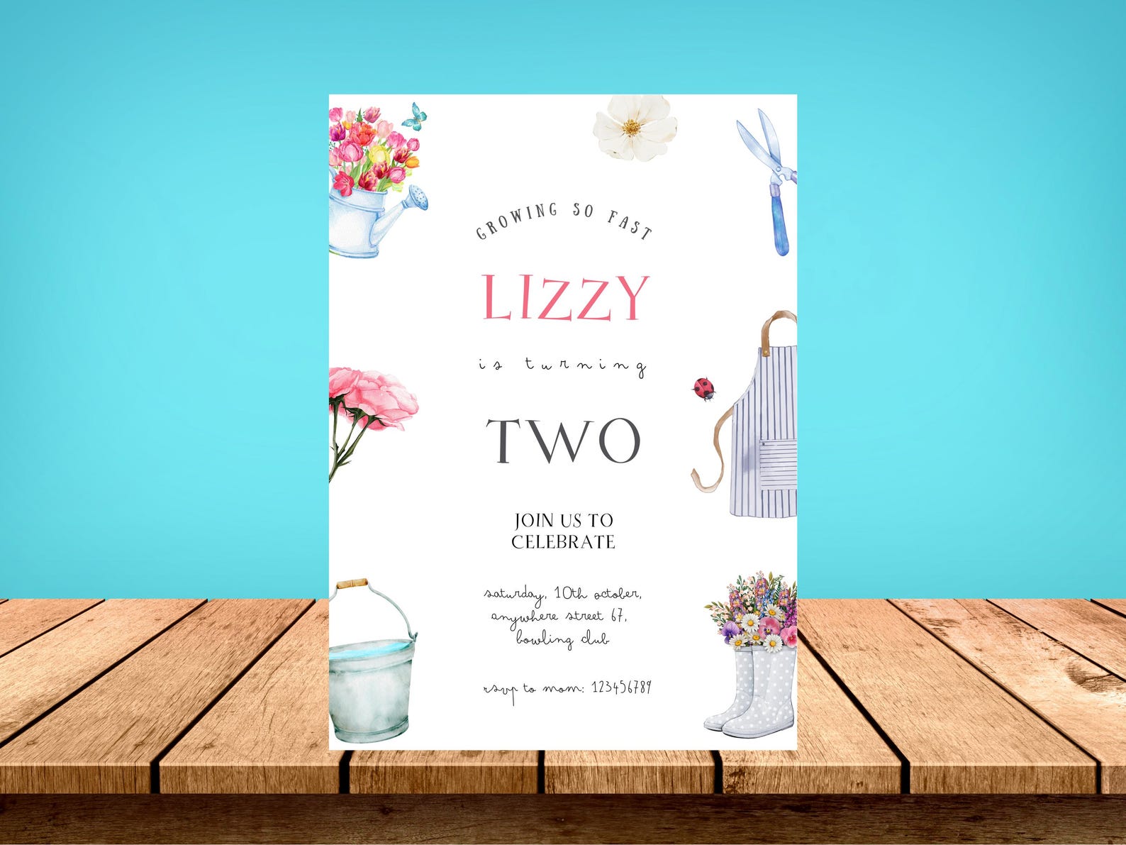 Gardening Birthday Invitation, Planting Party Invitation, Growing up so ...