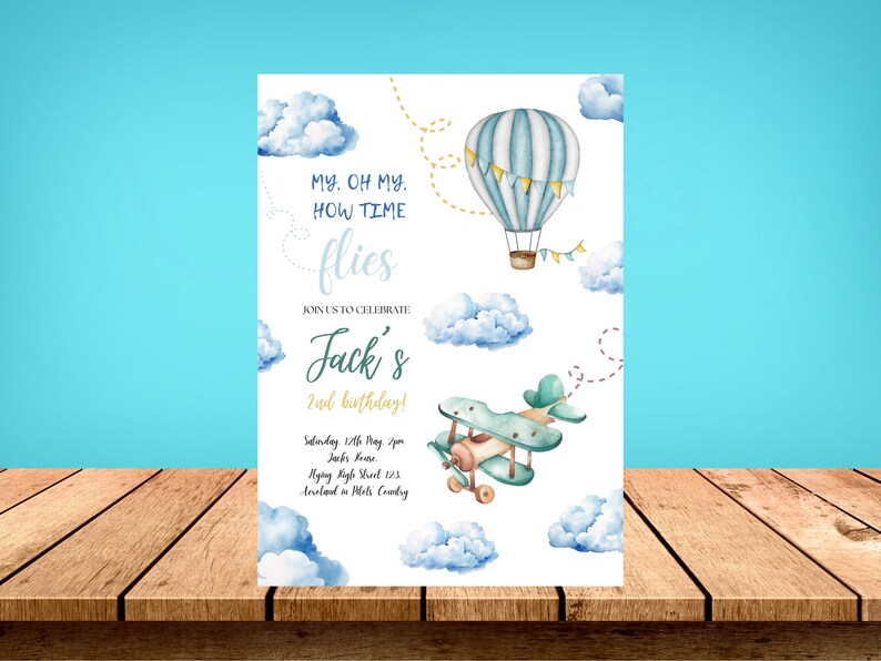 Airplane First Birthday Invitation Editable, Airplane Party, Plane ...
