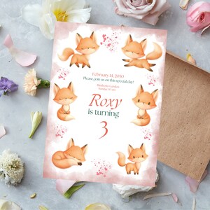 Fox Birthday Invitation / Fox Birthday Invitation / Fox Canva Template ...