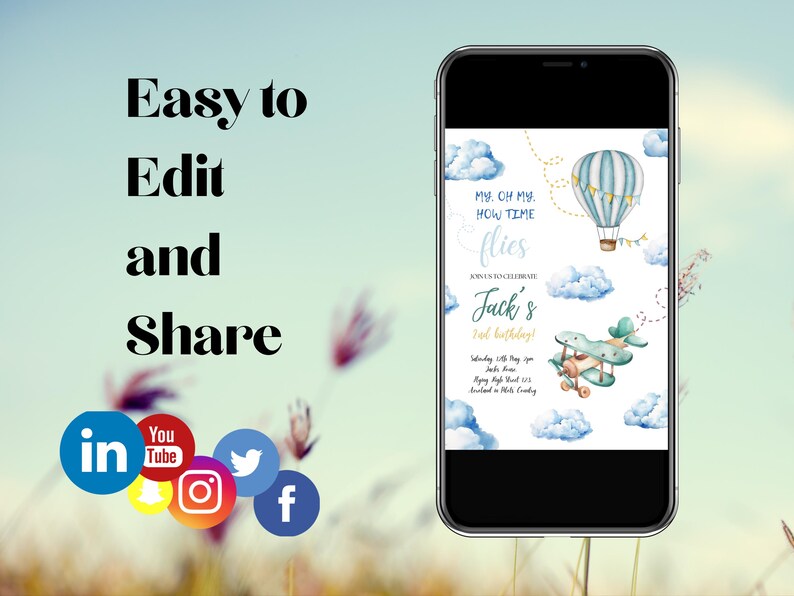 Airplane First Birthday Invitation Editable, Airplane Party, Plane ...