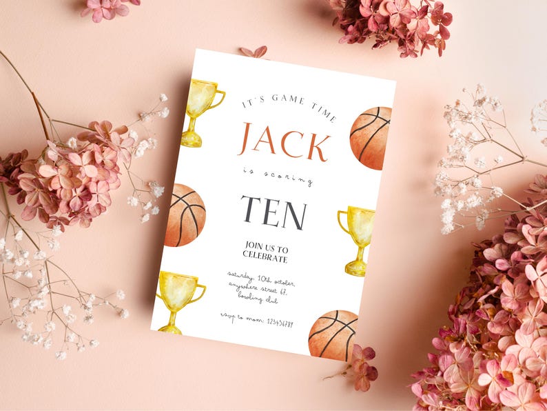 Basketball Invitation Editable Template, Sport Birthday Party Invite ...