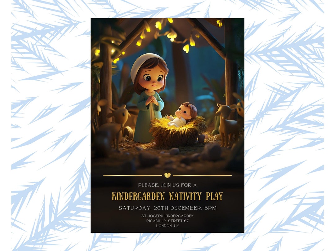 Nativity Invitation EDITABLE Template, Religious Christmas Invitation ...