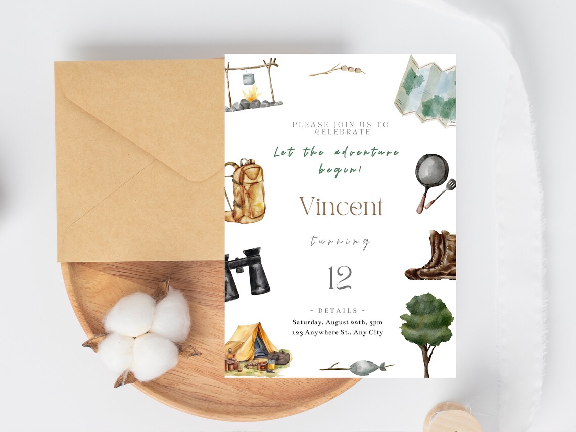 Sleepover Invitation, Under the Stars Invitation, Camping Birthday ...